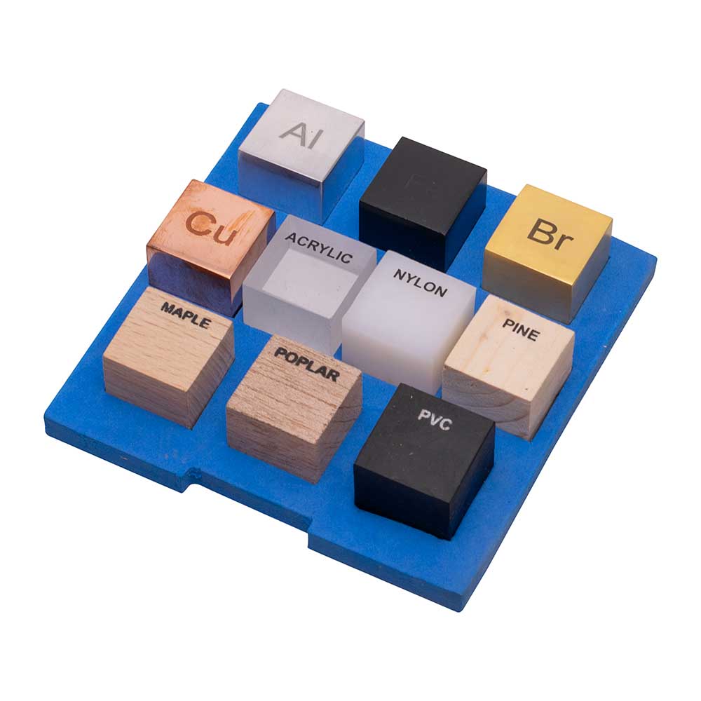 Density Set with 10 Material Cubes for Physics Labs